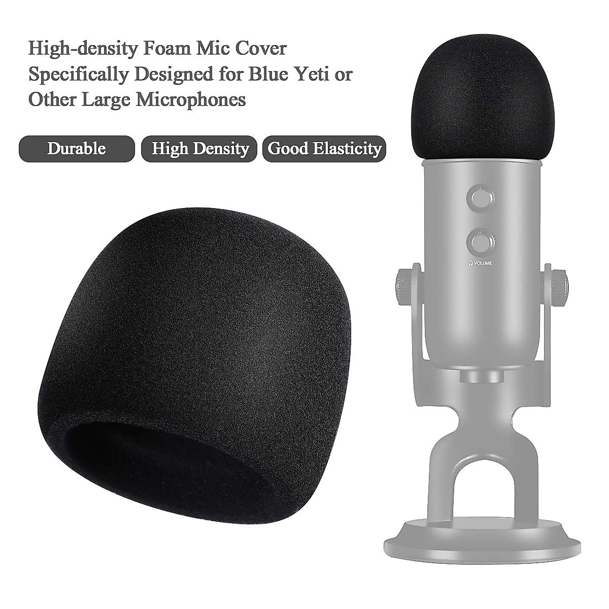 YOTTO Microphone Pop Filter For Blue Yeti and Any Other Microphone,Dual Layered Wind Pop Screen With 360°Gooseneck & Mic Cover Foam Windscreen for Blue Yeti,Yeti Pro Condenser Microphone,2 in 1 Pack