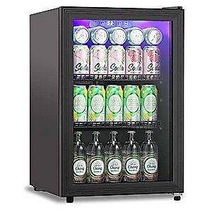 COWSAR Mini Fridge 2.4 Cu.Ft Beverage Refrigerator Small Wine Fridge 17 inch Wine Cooler Wine and Beer Fridge with Glass Door for Office Bedroom