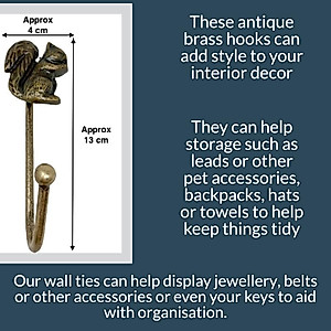 Knobs By Blossom Vintage Antique Brass Iron Wall Hooks Tie Backs Bronze Handmade Metal Animal Hook (16. Squirrel), TFVSAH