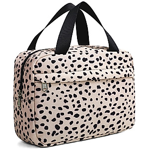 Makeup Bag for Women Travel Cosmetic Tote Bag Small Make Up Organizer Toiletry Bags Waterproof Zipper Pouch Purse for Girls (Leopard)