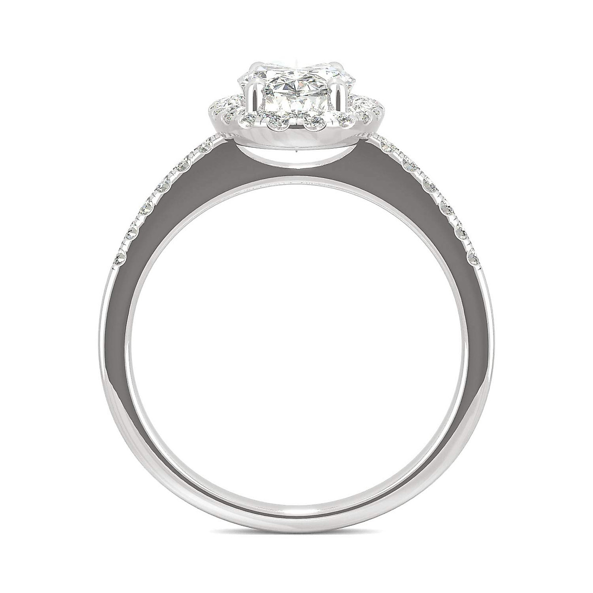 14K White Gold Moissanite by Charles & Colvard 10x6mm Elongated Oval Halo Ring-size 5 2.62cttw DEW