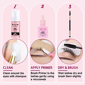 Lash Primer for Eyelash Extensions, 15ML Eyelash Primer, Lash Extension Primer Pre-Treatment Protein Clean Natural Lashes Increase Glue Bonding Retention Special Dropper (Clear, 15ml)