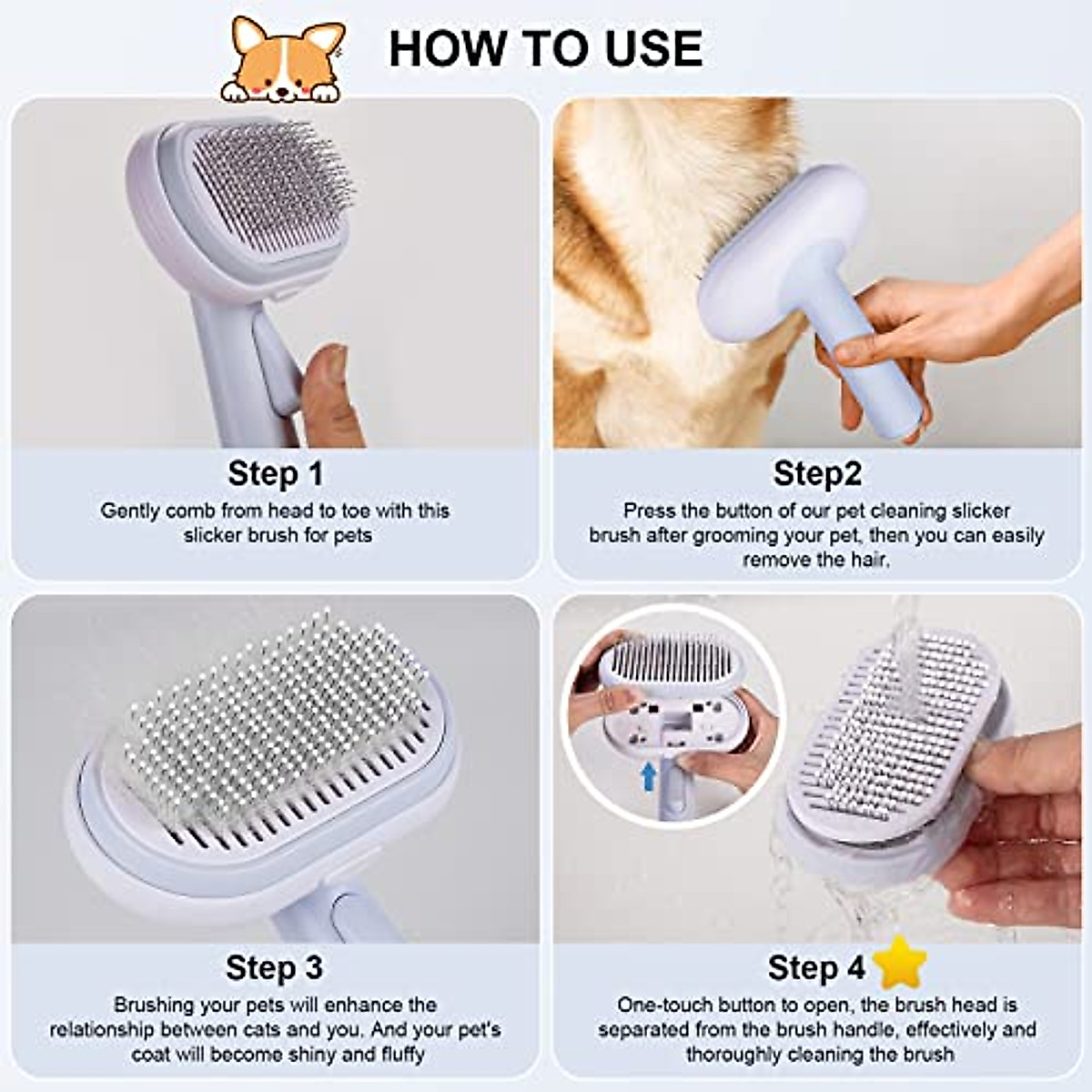 Upgrade Cat Brush for Shedding, Cat Brush for Long or Short Haired Cats,Cat Brushes for Indoor Cats, Cat Grooming Brush Cat Comb for Kitten Rabbit Massage Removes Loose Fur