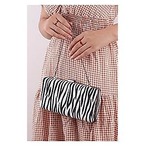 Women Clutch Evening Purses Black - and White Zebra Pattern Wristlet Hobo Bag Crossbody Bag with Chain Strap for Party (Zebra)