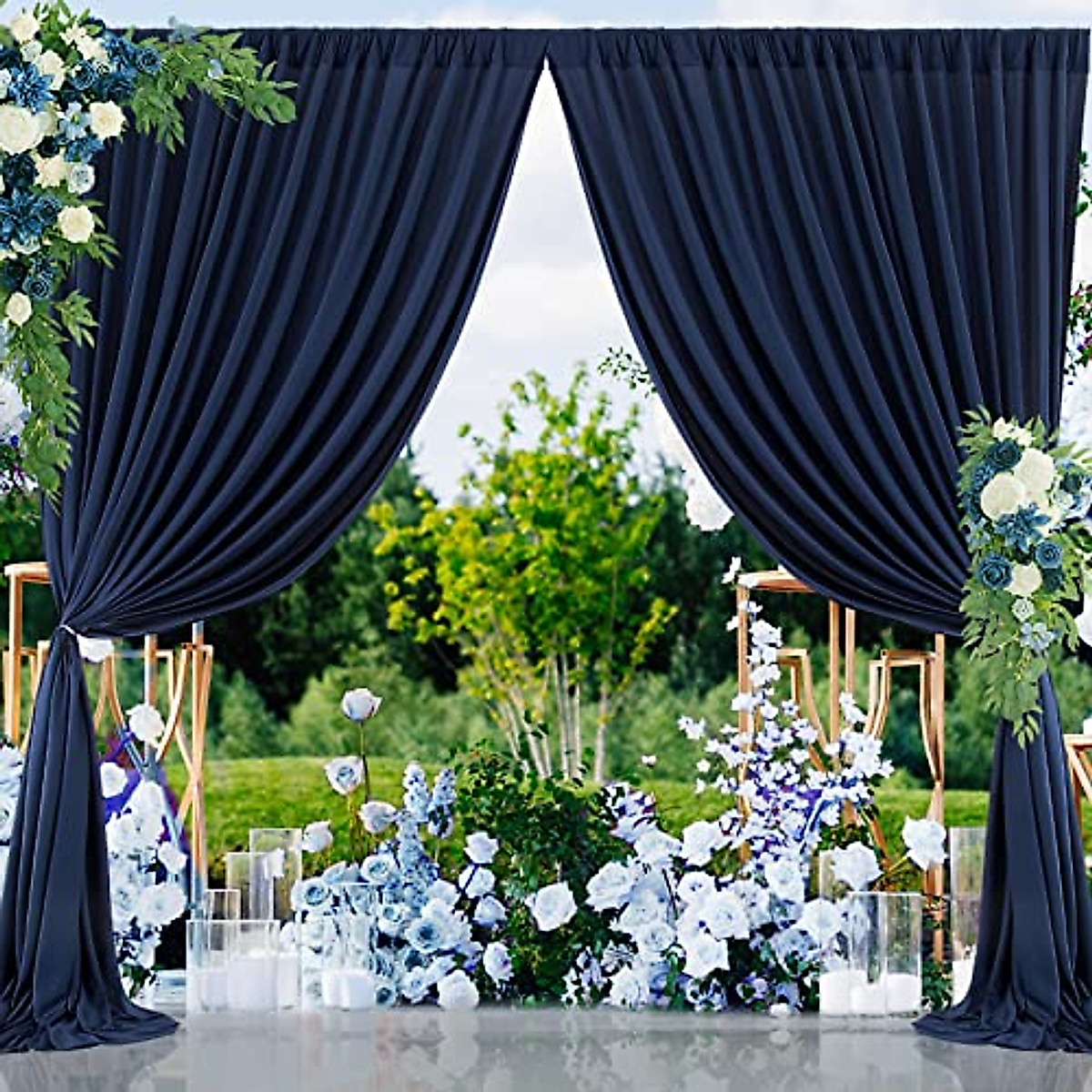 10x10 Navy Blue Backdrop Curtain for Parties Wrinkle Free Photo Curtains Backdrop Drapes Fabric Decoration for Wedding Birthday Party Baby Shower 5ft x 10ft,2 Panels