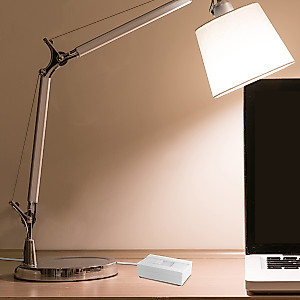 TOPGREENER Table-Top Plug in Dimmer for Table or Floor Lamps, Slide Control, Works with 360 Watt Incandescent/Halogen and 150 Watt Dimmable CFL/LED, Off at Lowest dim, 6ft Cord, TGTTDL300-W, White