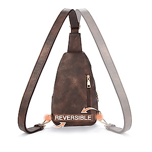 Telena Sling Bag Leather Fanny Pack Crossboday Backpack for Women Coffee