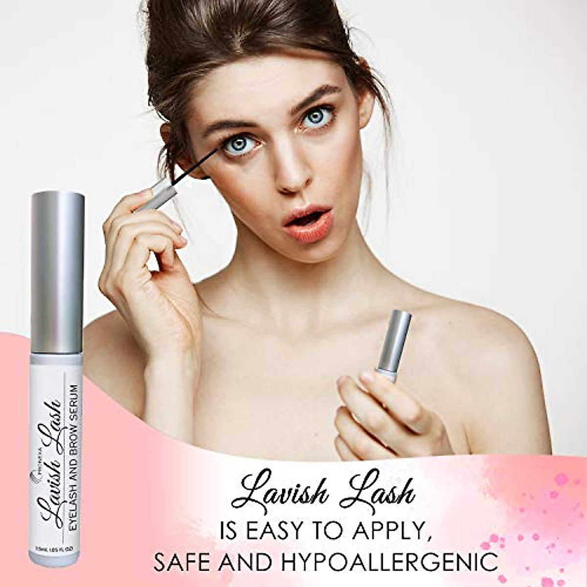 Pronexa Hairgenics Lavish Lash (3ml, 3 Month Supply) – Eyelash Growth Enhancer & Brow Serum with Natural Growth Peptides for Long, Thick Lashes and Eyebrows! Dermatologist Certified & Hypoallergenic.