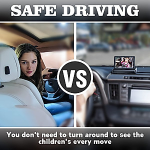 Baby Car Mirror, Car Baby Camera Monitor, Safety Car Seat Mirror Camera with 4.3'' HD, Wide Crystal Clear View, Night Vision, Not Need to Turn Around, Observe The Baby's Every Move at Any Time