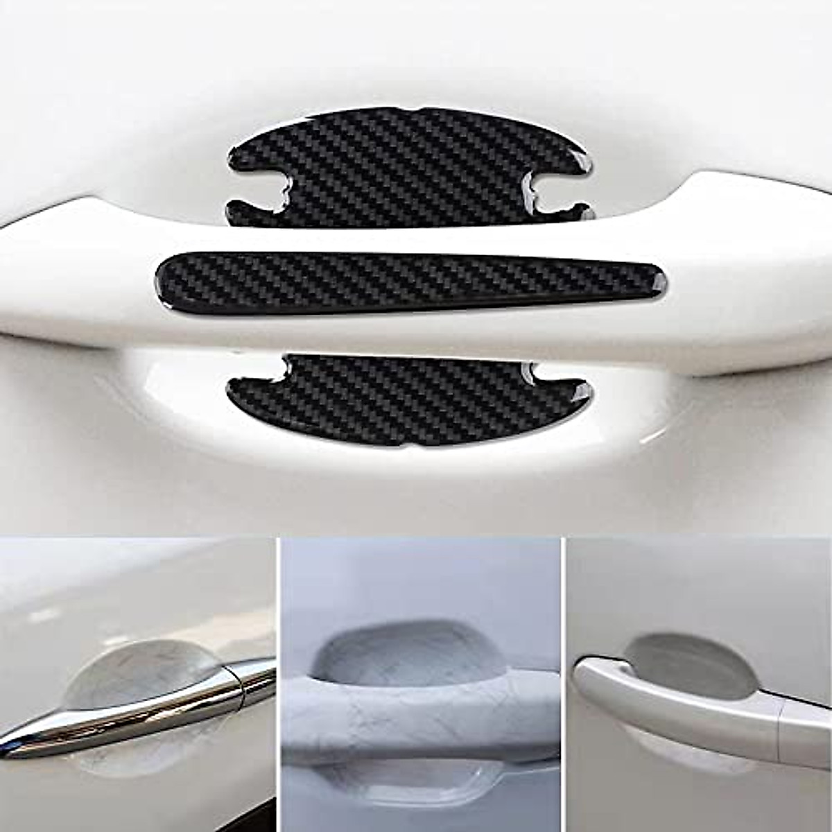 FQMY Car Door Handle Protector, Car Door Handle Scratch Protector Accessories, Universal Car Door Handle Cup Protector, Waterproof Anti-Scratch Car Paint Protective Films(14 Pieces) (Black)