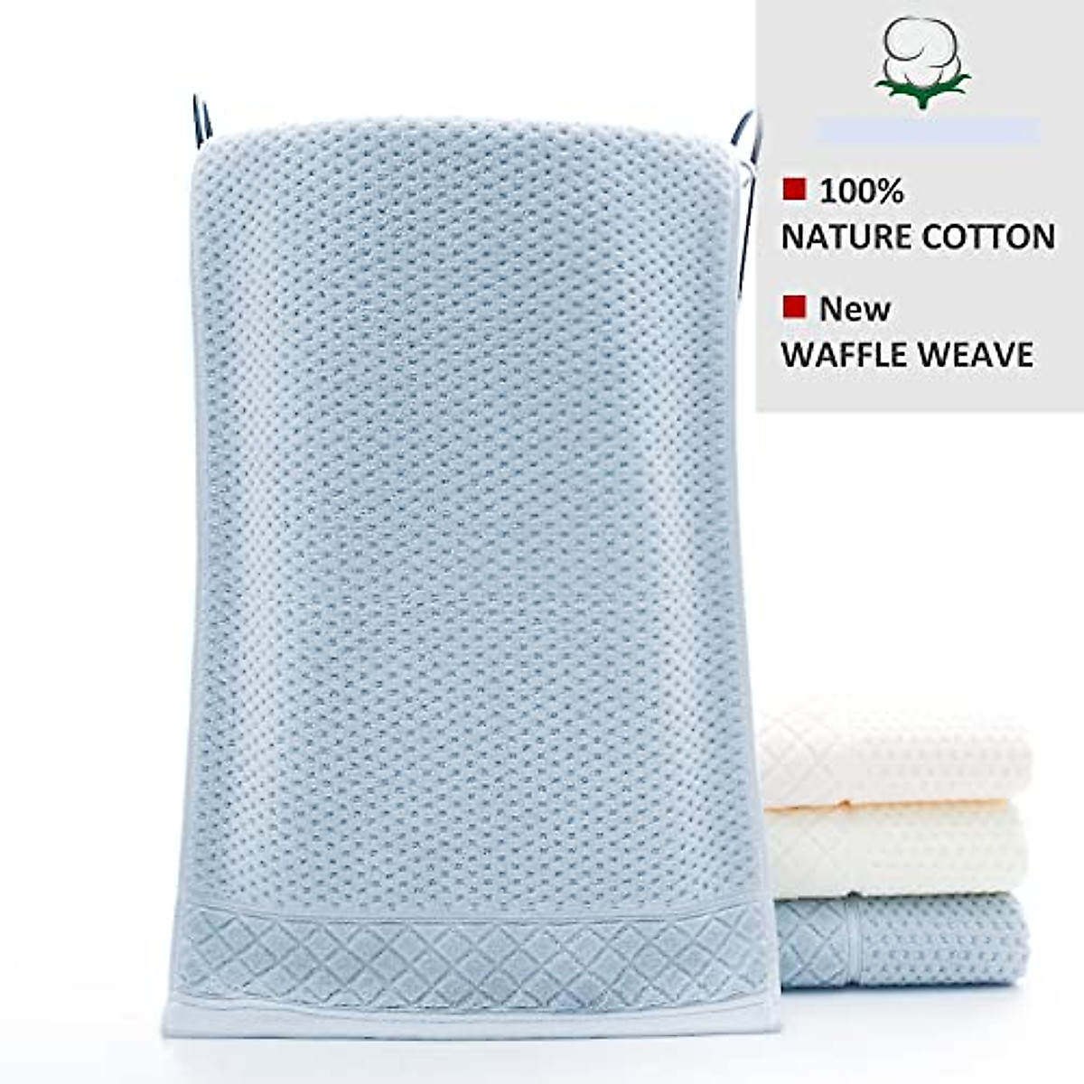 ANEWAY Hand Towels for Bathroom 100% Cotton Soft Absorbent Hand Towel Set, 13 x 29 Inches (Cerulean Blue, 4 Pack)