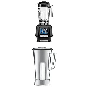 Bundle of Waring Commercial TBB145 TORQ 2 Horsepower Blender, 2 Speed Toggle Switch Controls, with 48 oz. BPA Free Container, 120V, 5-15 Phase Plug, 9 x 15.75 x 11.5 inches, Multicolor + 62 oz Stainle