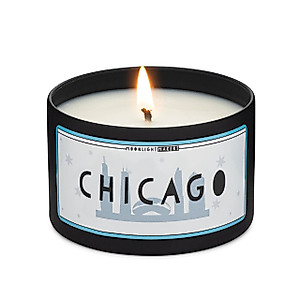 Moonlight Makers, Chicago (CHI), Walk In The Woods Scented Handmade Candle, Natural Soy Wax Candle, 25+ Hour Burn Time, 8oz Tin