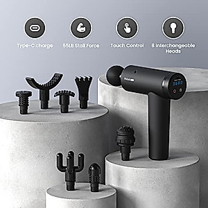 Mebak Chic Massage Gun Percussive Massager for Pain Relief, Workout Relaxation, Quiet Cordless Fascia Gun Recovery Tool Black