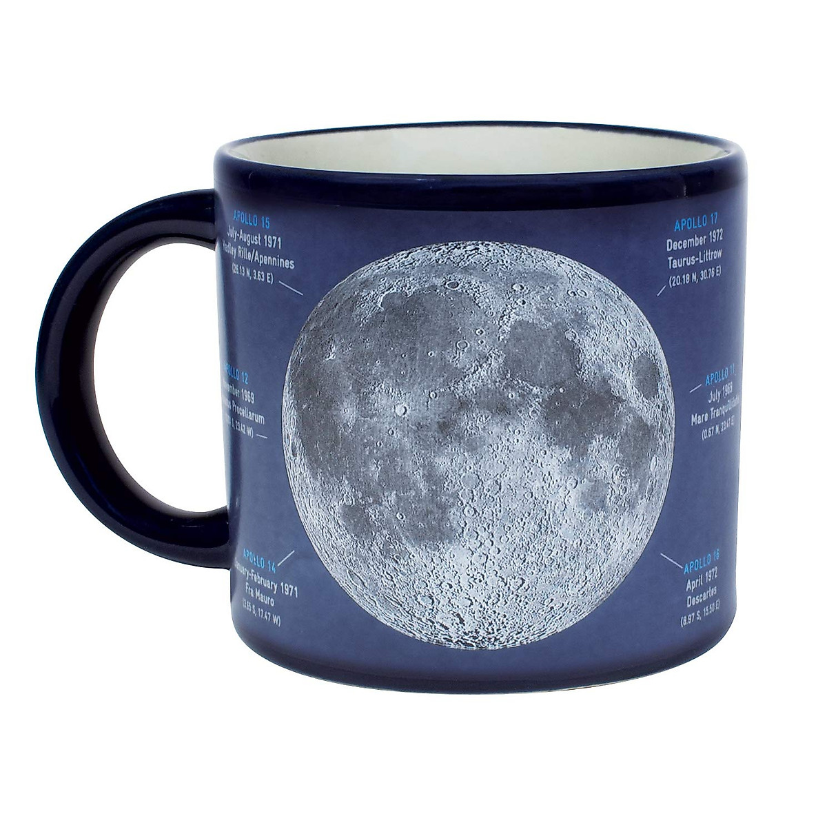 The Unemployed Philosophers Guild Heat Changing Moon Mug - Add Coffee and Names of Landing Sites Astronauts and More Appear