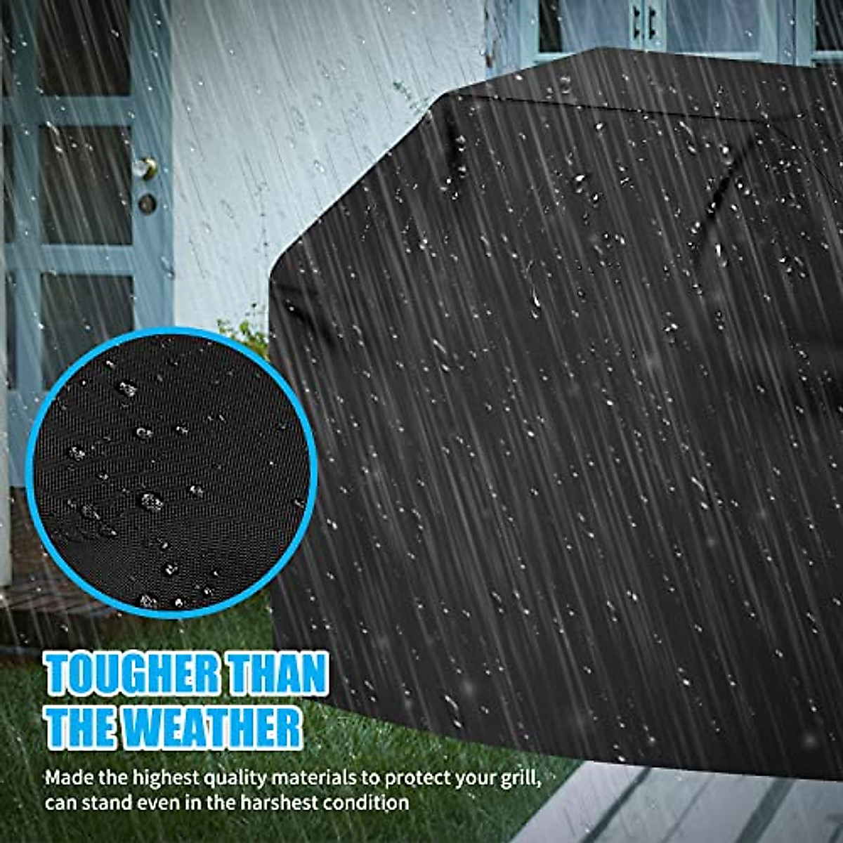 Grill Cover BBQ Grill Cover 600D Heavy Duty Waterproof Gas Grill Cover, UV & Dust & Rip-Proof, Barbecue Grill Covers for Weber, Brinkmann, Char Broil Grills and More, (59" L x 24" W x 46" H, Black)