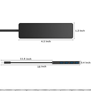 4-Port USB Hub 3.0 USB Splitter for Laptop, Ps4 Keyboard and Mouse Adapter for Dell, Asus, HP, MacBook Air, Surface Pro, Acer, Xbox, Flash Drive, HDD, Console, Printer, Camera