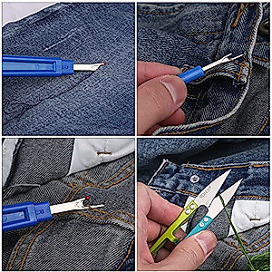 Seam Ripper, Sewing Stitch Ripper and Thread Remover Tool Kit, 2Big+2Small Thread Cutter and 1 Thread Snips (Blue)