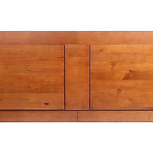 memomad Bali Slim Set: Storage Platform Bed with Drawers + Flat Panel Headboard (Queen Size, Caramel Brown Wood)