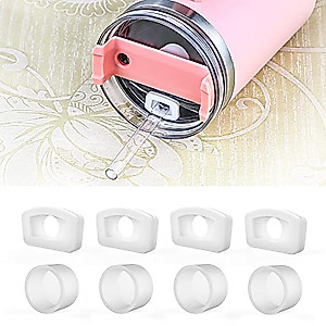 4 Pack Silicone Spill Stopper Set for Stanley Tumbler, Compatible with Stanley 40oz Tumbler with Handle, Leak Stopper for Stanley 30oz Tumbler with Handle, for Stanley Cup Accessories (White)…