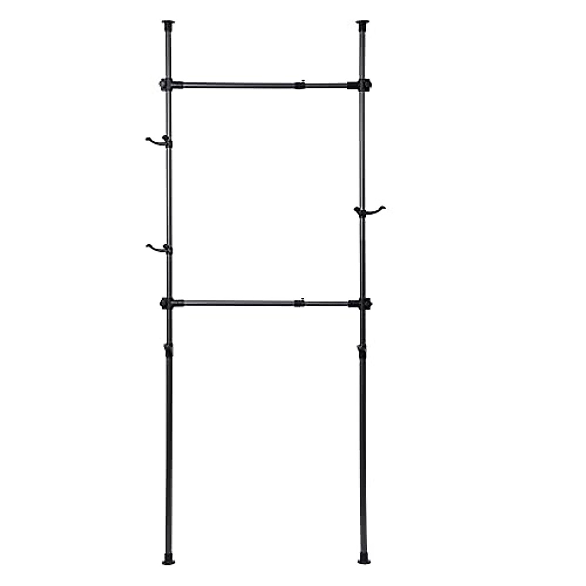 Adjustable Clothing Rack, Double Rod Clothing Rack, 2 Tier Clothes Rack, Adjustable Hanger for Hanging Clothes, Closet Rack, Freestanding,black