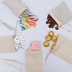 Reusable Eco friendly 10"x12" Cotton Thick Single Drawstring Muslin Bags "premium quality (Natural Color)-100 count pack