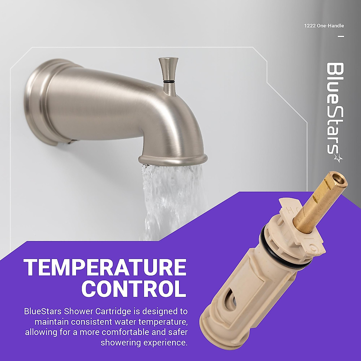BlueStarts High-Quality 1222 One-Handle Faucet Cartridge - Compatible with Moen One-Handle PosiTemp Faucets and Moen Tub Shower