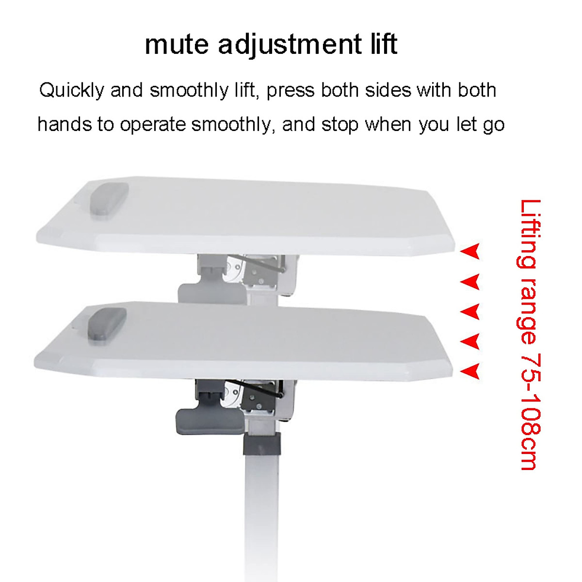 MObyat Lectern Podium Stand,Lectern Podium Stand,Mobile Lecture Podium Stand, Height and Angle Adjustable, Portable Presentation Concert Podium for Church and Classroom/White/Height 75/108cm