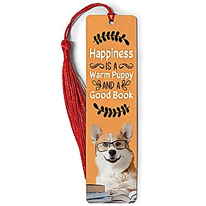GOLEEX Corgi Dog Metal Magnetic Bookmark with Ruler Pet Animal Themed Colorful Bookmarks for Adults Teens Book Lovers Readers Decoration On Graduation Christmas Birthday Gifts