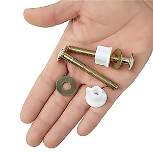4Pcs Toilet Seat Screws, Steel Toilet Seat Hinge Bolts and Nuts, Heavy Duty Toilet Seat Fastener with Plastic Nuts and Metal Washers, Toilet Hardware Replacement for Top Mount Toilet Seat Hinges