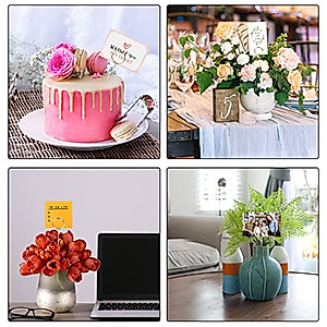 KIMOBER 30PCS Metal Floral Place Card Holder,13.4 Inch Golden Round Flower Picks Photo Memo Clips Gift Card Holder for Flower Arrangements,Wedding and Birthday Party