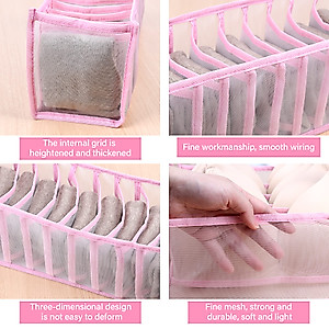 3pcs Underwear Organizers and Storage Baskets for Clothset Drawers, 6,7,11 Grids Wardrobe Clothes Organizer, Portable Clothing Storage Bins Containers for Bra,Underpants,Socks,Jeans,Scarf,Gray (WHITE)