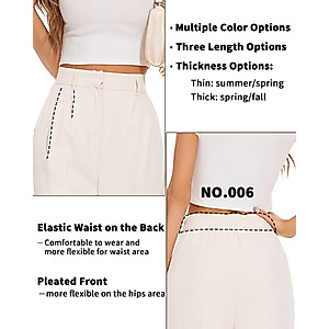 FUNYYZO Women's Wide Leg Pants High Elastic Waisted in The Back Business Work Trousers Long Straight Suit Pants Beige