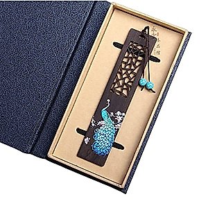 Wood Bookmark,Bookmarks Gifts for Book Lovers Men/Women/Friends/Girls/Book Fans Birthday Present Christmas Stocking Stuffers Graduation Gifts (5.7in x1.18in, Peacock)