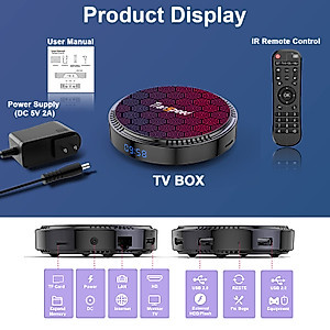 Android TV Box 12.0 RK3318 2GB 16GB TV Box Support HLG Mode 3D 4K Resolution and HDR10 Android Box with 2.4G 5G WiFi BT4.0 with Backlit Keyboard 1