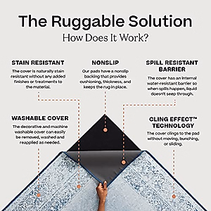 RUGGABLE Cambria Washable Rug - Perfect Vintage Area Rug for Living Room Bedroom Kitchen - Pet & Child Friendly - Stain & Water Resistant - Ruby 3'x5' (Standard Pad)