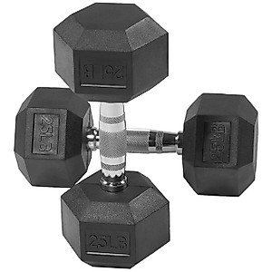 Balancefrom Rubber Encased Hex Dumbbells, 25LB, Pair