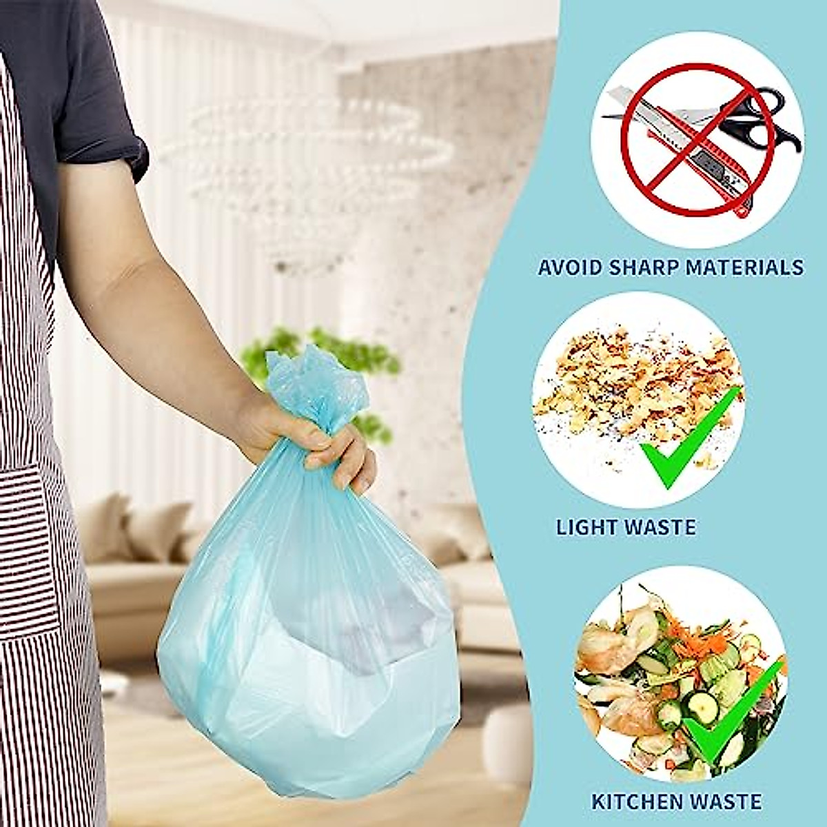 4 Gallon Small Trash Bags-Magesh 4 Gallon Trash Bag Strong, Leakage-Free, Small Garbage Bags 4 Gallon Unscented Thick for Bathroom, Office, Kitchen Small Trash Can, 15L, 105 Bags, Blue