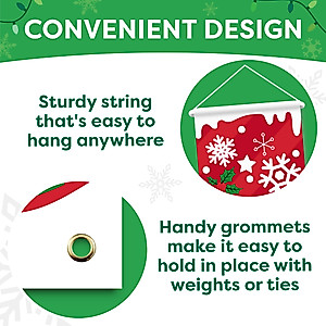 Merry Christmas Banner Sign - Christmas Front Porch Door Decorations - Outdoor Xmas Decor - Red Merry Christmas Sign for City, Country Clearance Wall Hanging Outside