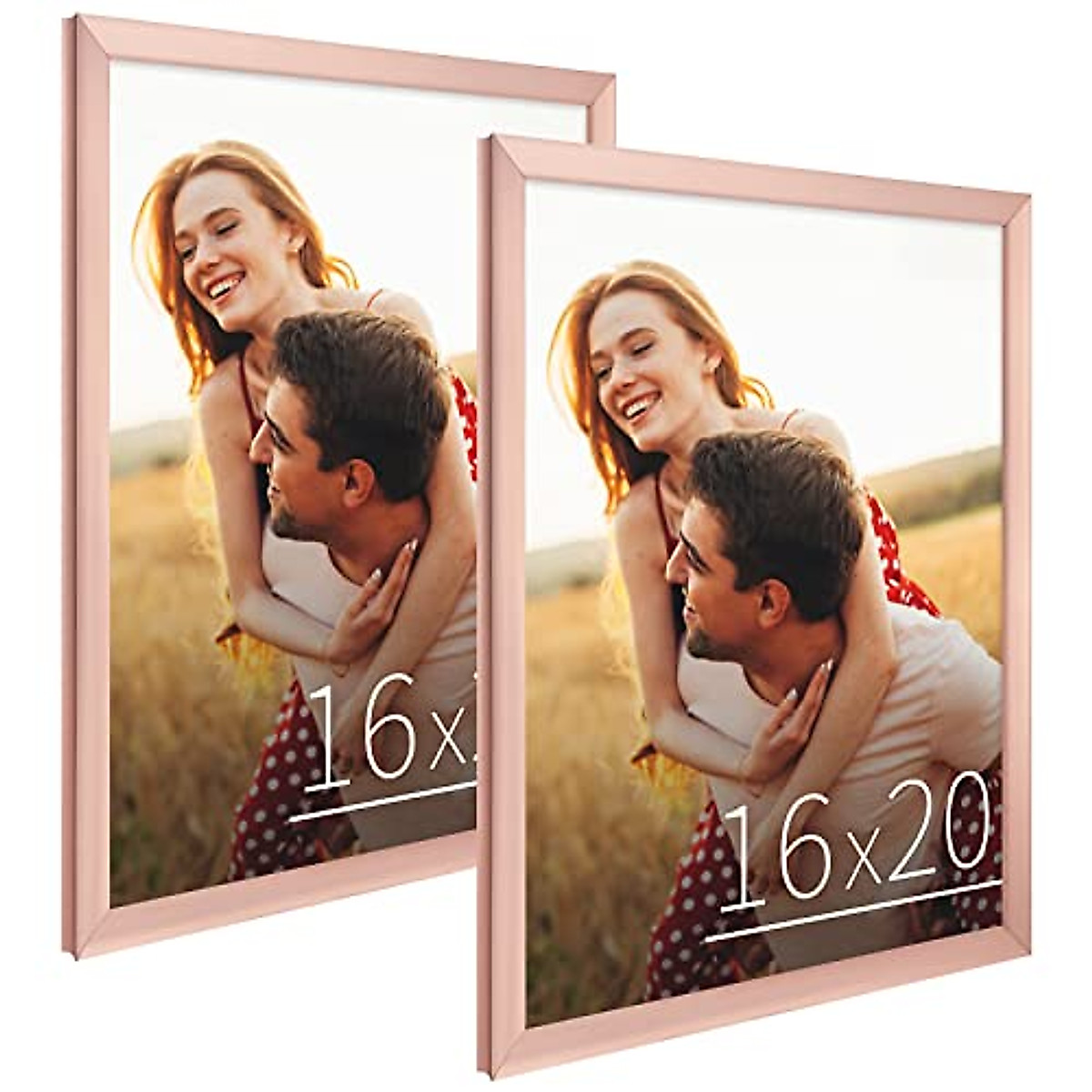 KSROECUD 16x20 Frames Set of 2 with High Definition Plexiglass, 16x20 Picture Frames for Wall, Rose Gold
