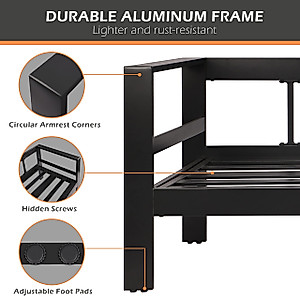 Betterhood Aluminum Patio Furniture Set, Modern Outdoor Seating with Upgrade Cushion & Wide Armrest, Patio Sofa for Balcony, Garden,Additional Dust Cover, Dark Grey
