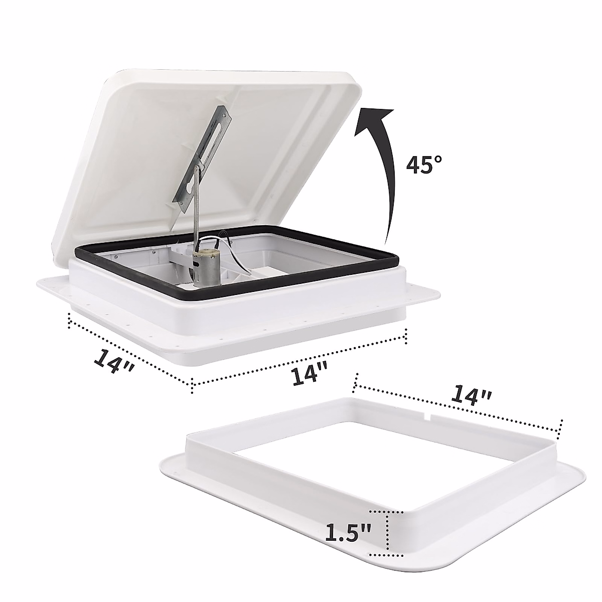 RVMATE 14" Roof Vent Fan for RV/Camper/Trailer, White With 12V Fan 6" Blades