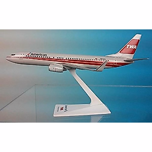 Flight Miniatures American TWA 737-800 1:200 Scale - Plastic Snap-Fit Model Airplane - Collectible Replica of American TWA Airlines Part #ABO-73780H-035
