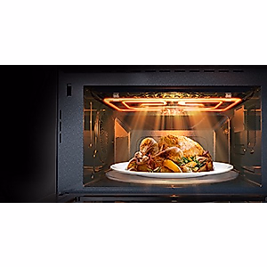 SAMSUNG 1.2 Cu Ft PowerGrill Duo Countertop Microwave Oven w/ Power Convection, Ceramic Enamel Interior, Built-In Capability, 900 Watt, MC12J8035CT/AA, Fingerprint Resistant Stainless Steel, Black