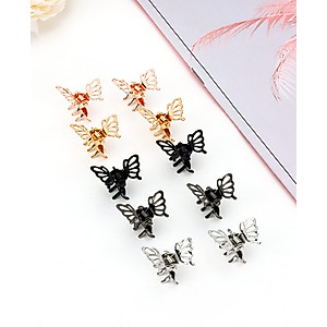 Wecoe 30 Pcs Small Butterfly Hair Accessories: Tiny Mini Claw Clips in Rose Gold, Silver, Black Metal - Cute Decorative Hair Clips for Kids, Toddlers, Women - Christmas Gift