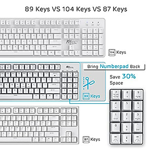 RK ROYAL KLUDGE RK89 85% Triple Mode BT5.0/2.4G/USB-C Hot Swappable Mechanical Keyboard, 89 Keys Compact Mechanical Keyboard with Detachable Frame & Software (Hot-Swappable Brown Switch, White)
