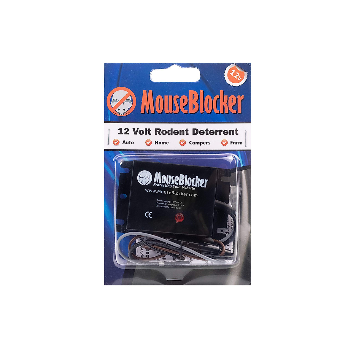 MouseBlocker 12V Ultrasonic Under Hood Mouse and Rodent Deterrent for Your Vehicle
