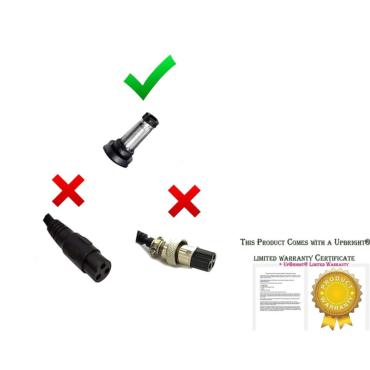 UpBright 42V AC/DC Adapter Compatible with GOTRAX XR Elite Ultra GXL V2 GT-GXV2-BLA G4 Apex G2 SRX Pro 36V Lithium-ion Battery Hooverboard Electric Scooter Hover Board 42VDC Power Supply Cord Charger