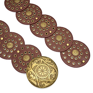 WULIQIUQIU Wide Disc Belt for Women Boho Concho Leather Belts Vintage Western Waist Belt 115CM Brown