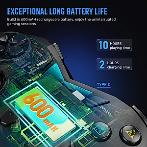 IFYOO Mobile Game Controller Compatible with iPhone iPad(Ver.13 or Later, Only for MFi Games) / Android Smart Phone(Just for Ver.10) / PS4, ONE Pro Wireless Gaming Gamepad Joystick - Black